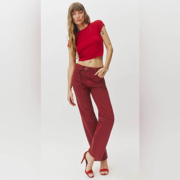 Reformation | Jeans | Reformation Val Mid Rise Belted Jean Redsize 24 ...
